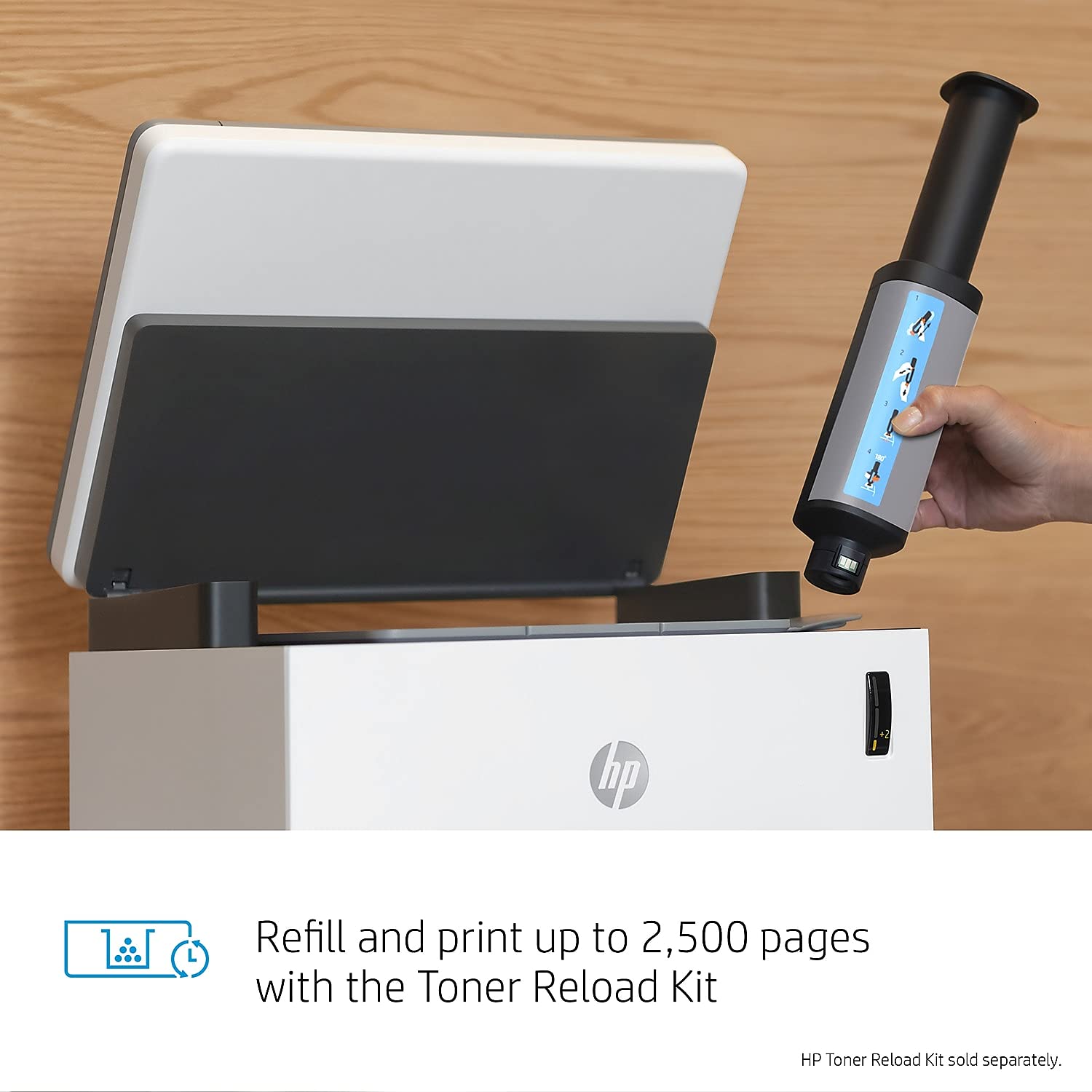 HP Neverstop Laser MFP 1202w Wireless Monochrome All-in-One Printer with cartridge-free toner tank, comes with up to 5,000 pages of toner in the box (5HG92A)
