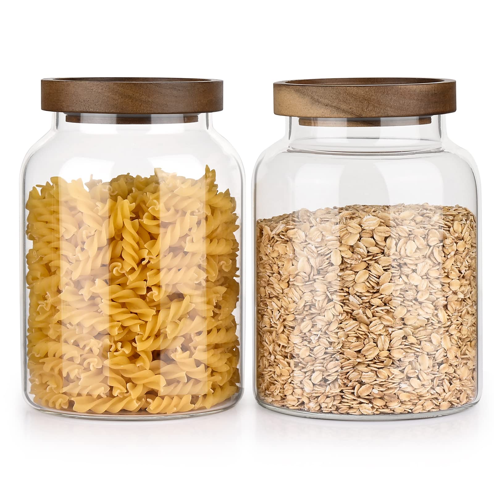 Yangbaga 2PCS Large Glass Storage jar with Lid,86 OZ Airtight Glass Food Canister Container for Kitchen Countertops BPA-Free Grain Dispenser Container for Flour/Pet Snacks/Egg/Coffee/Candy