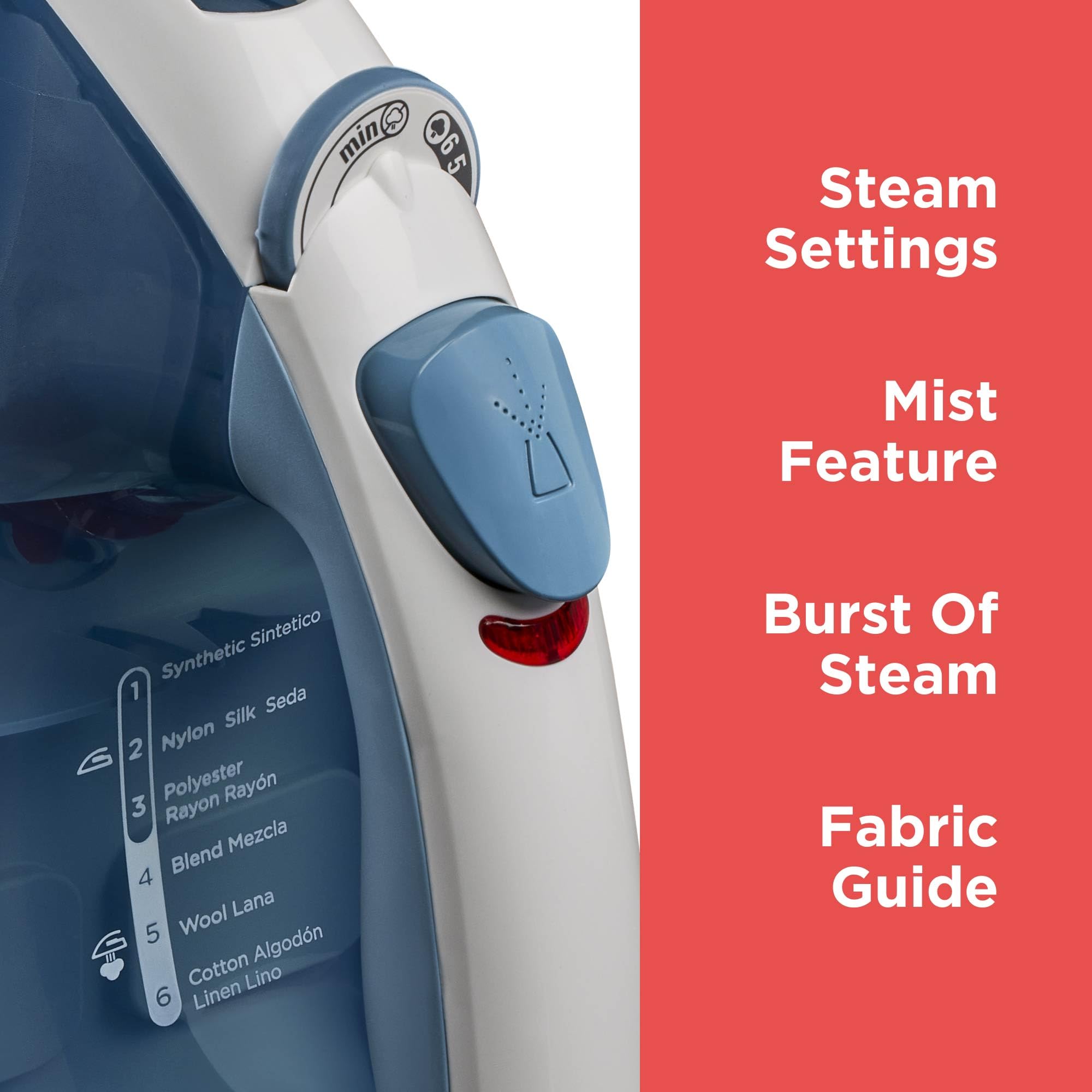 BLACK+DECKER Easy Steam Compact Iron, IR40V , Blue