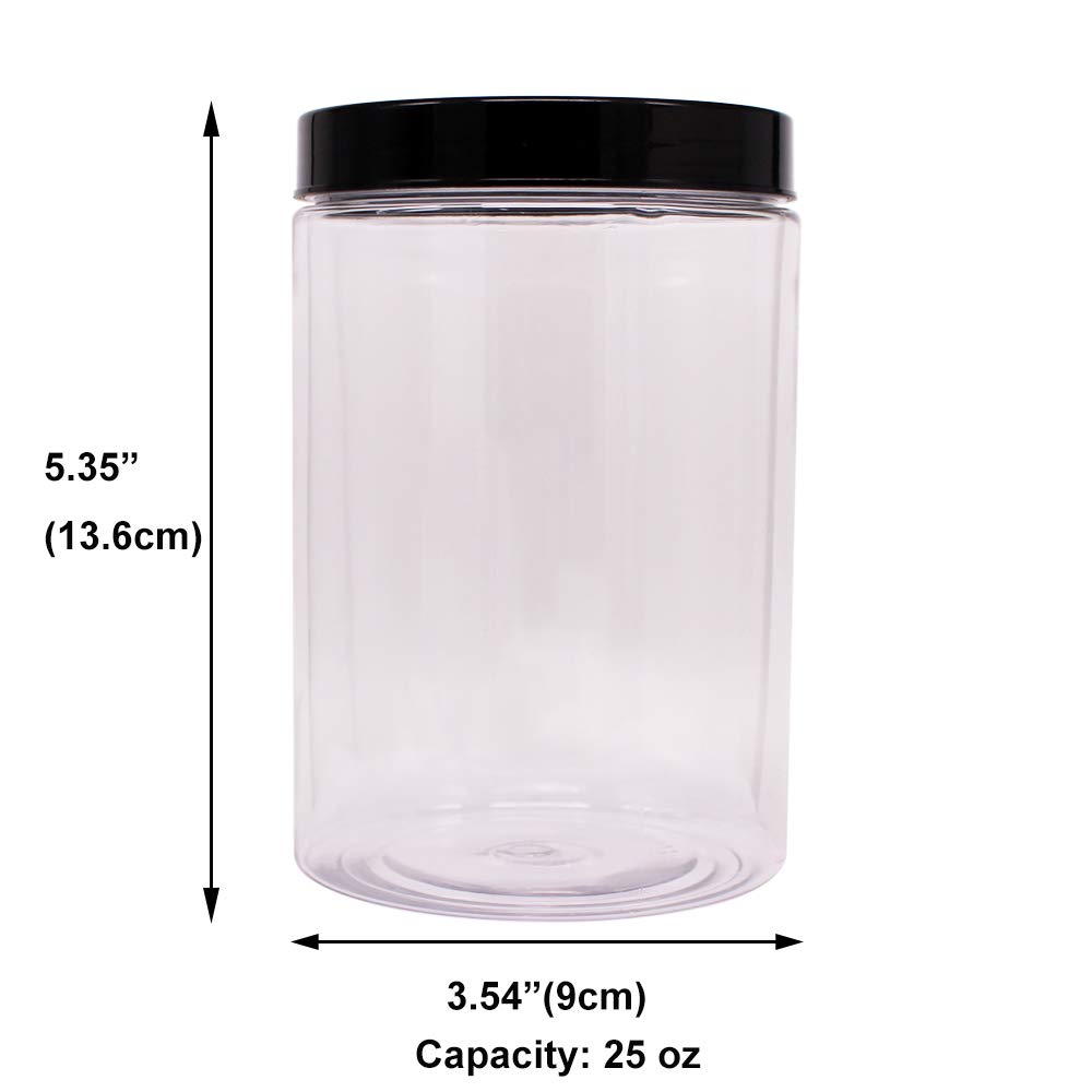 zmybcpack 8 Pack 25 oz Plastic Jars With Lids, Extra Labels, 1 Pen, Clear PET Seal Jar for Food Storage,Wide Opening Storage jar For Dry Food, Peanut, Powder, Kitchen & Craft Storage
