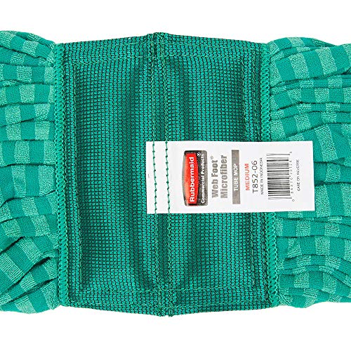 Rubbermaid Commercial Products Microfiber Tube Mop Head Replacement, Medium, 5-Inch Headband, Green, Heavy Duty Industrial Wet Mop For Floor Cleaning Office/School/Stadium/Lobby/Restaurant