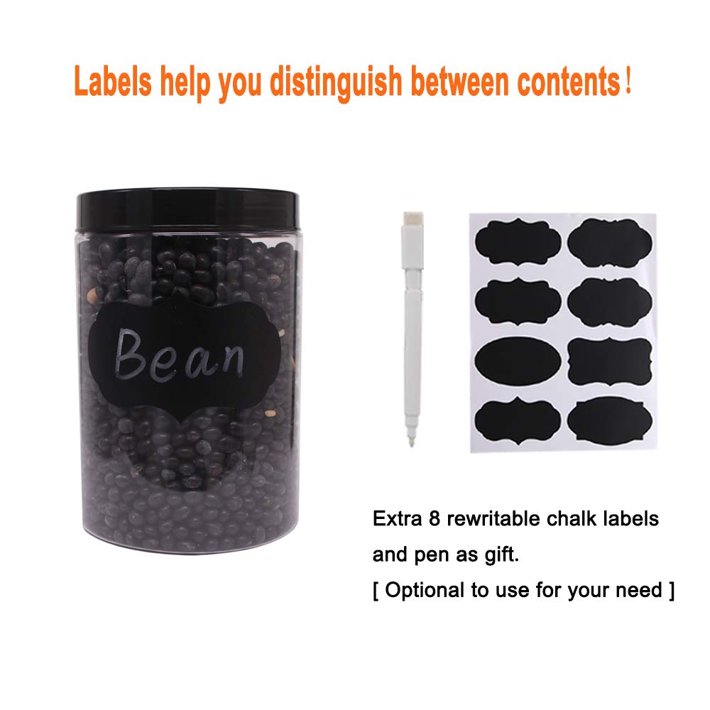 zmybcpack 8 Pack 25 oz Plastic Jars With Lids, Extra Labels, 1 Pen, Clear PET Seal Jar for Food Storage,Wide Opening Storage jar For Dry Food, Peanut, Powder, Kitchen & Craft Storage