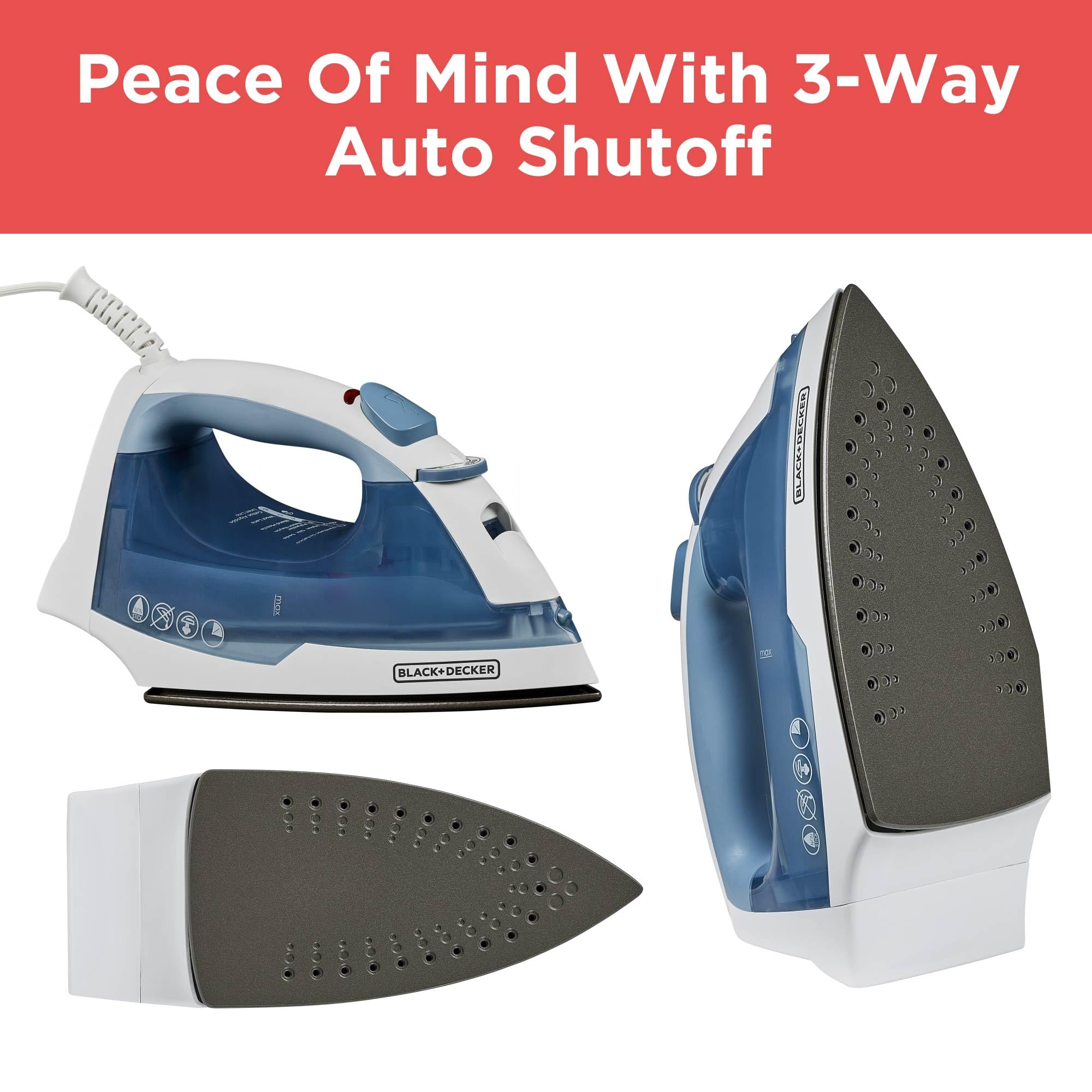 BLACK+DECKER Easy Steam Compact Iron, IR40V , Blue