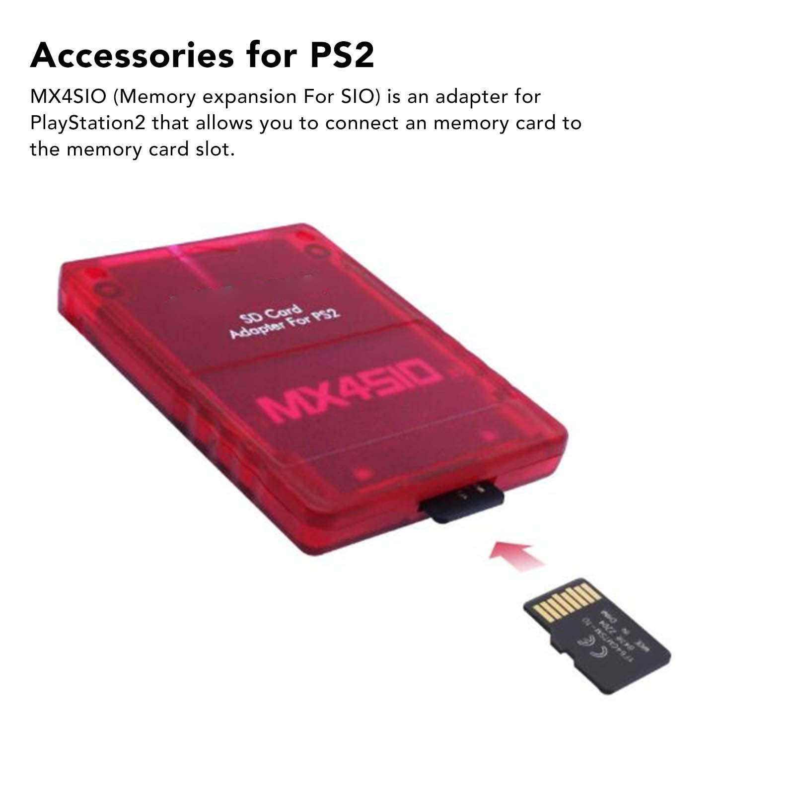 Memory Adapter for PS2, MX4SIO(Memory Expansion for SIO) SIO2SD Memory Adapter Replacement Memory Reader for PS2 Fat Console(Red)