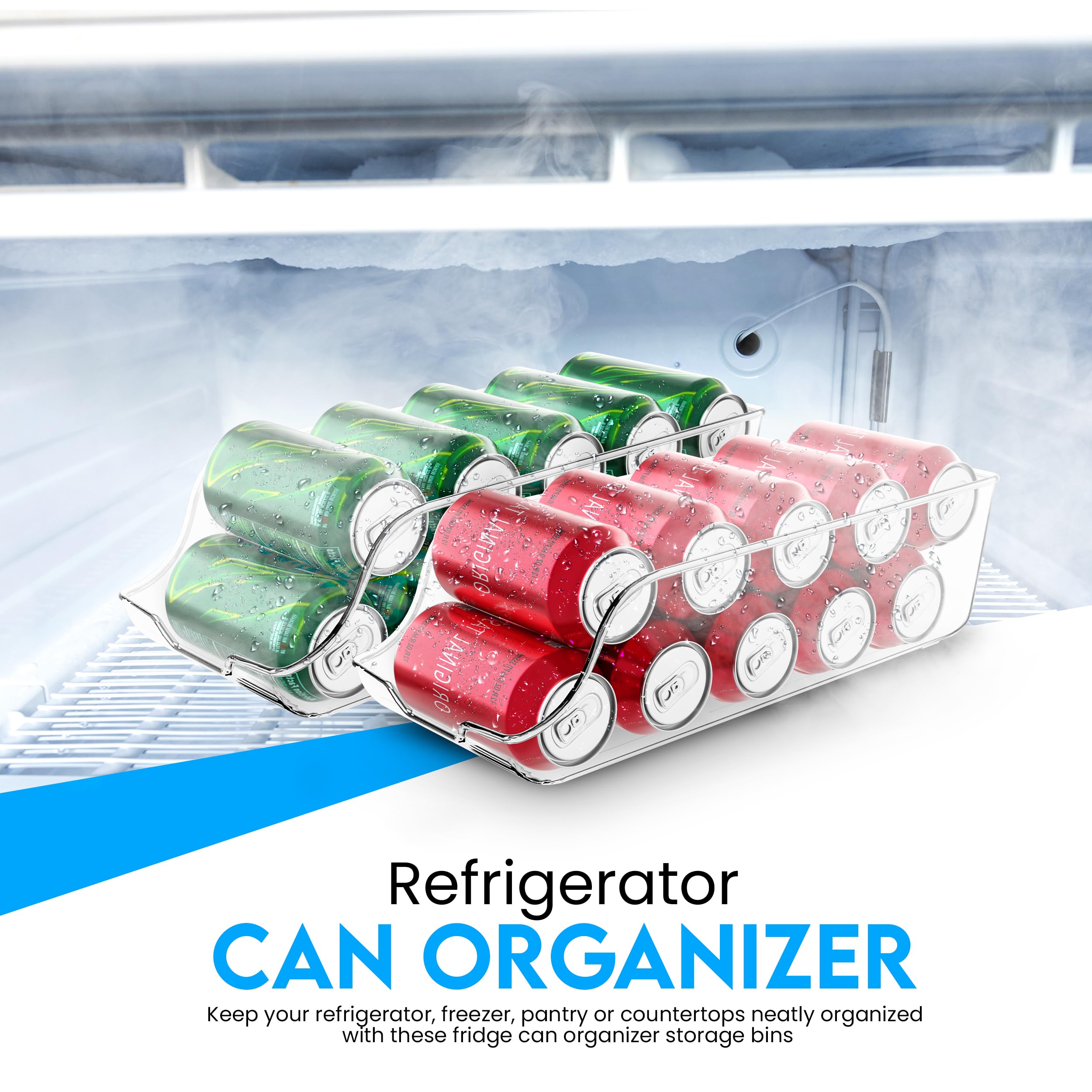 Utopia Kitchen Can Organizer For Pantry (Pack of 4) - Soda Can Organizer For Refrigerator - Can Storage Organizer Pantry, Fridge & Freezer Organization - Holds Food & Soup Can (Clear)