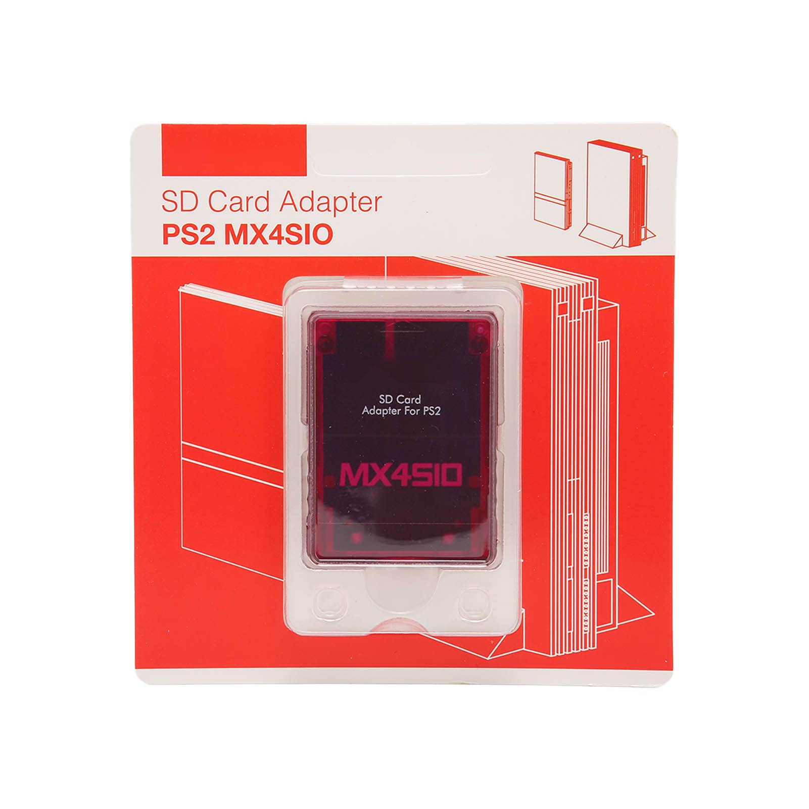 Memory Adapter for PS2, MX4SIO(Memory Expansion for SIO) SIO2SD Memory Adapter Replacement Memory Reader for PS2 Fat Console(Red)