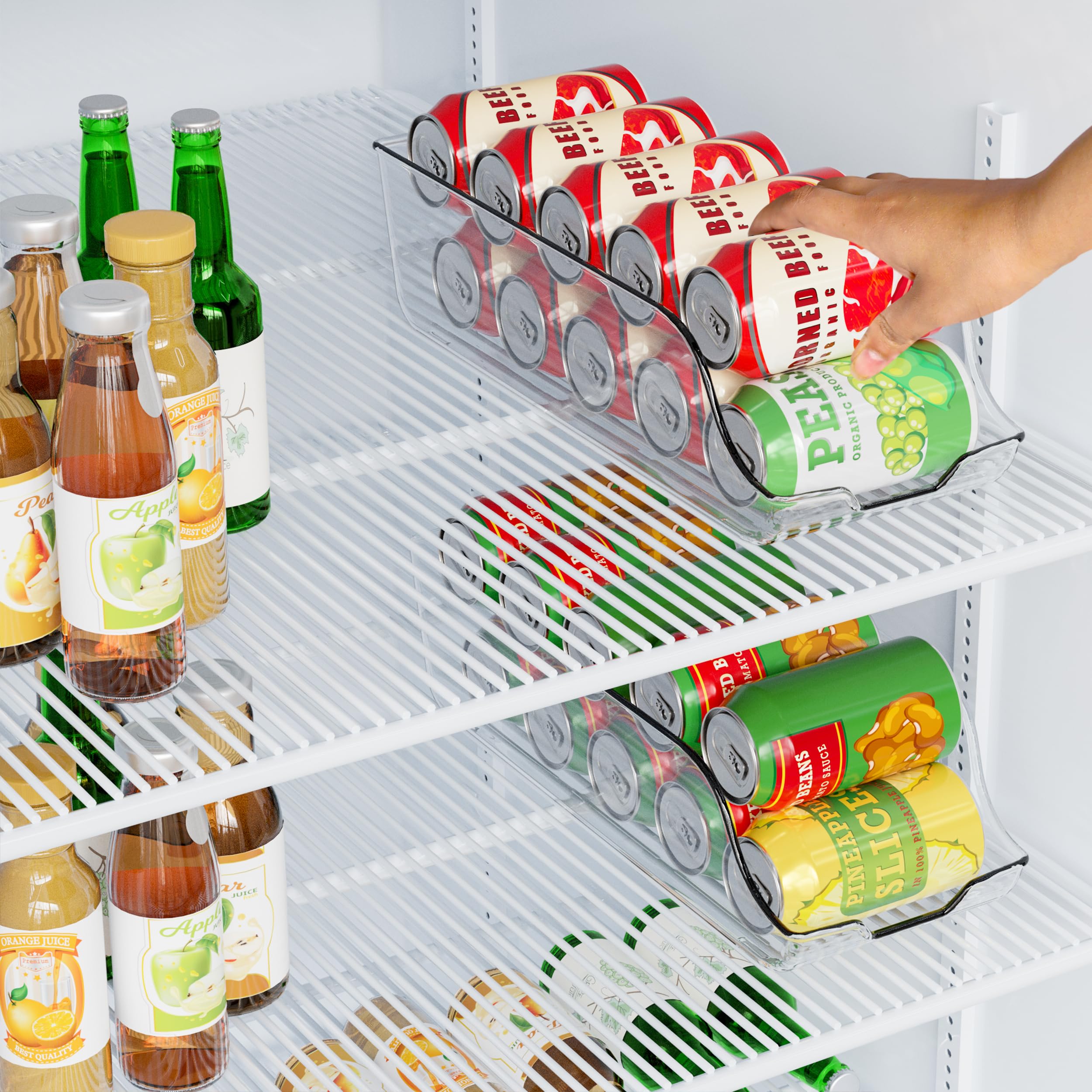 Utopia Kitchen Can Organizer For Pantry (Pack of 4) - Soda Can Organizer For Refrigerator - Can Storage Organizer Pantry, Fridge & Freezer Organization - Holds Food & Soup Can (Clear)