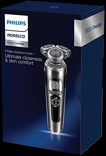 Philips Norelco Shaver 9000 Prestige, Rechargeable Wet or Dry Electric Shaver with Trimmer Attachment and Premium Case, SP9820/87