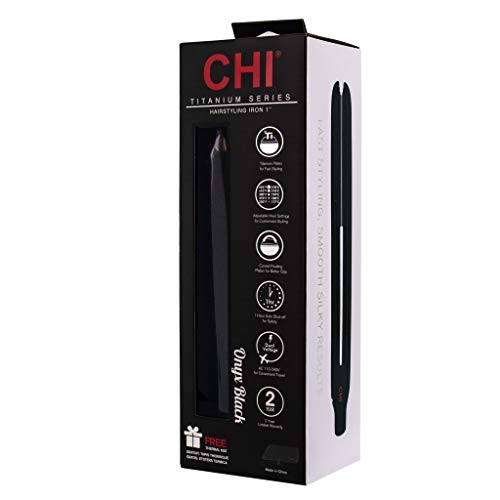 CHI 1" Titanium Hairstyling Iron with TouchSlide Adjustable Heat Settings and Curved Floating Plates, 1 lb, Black