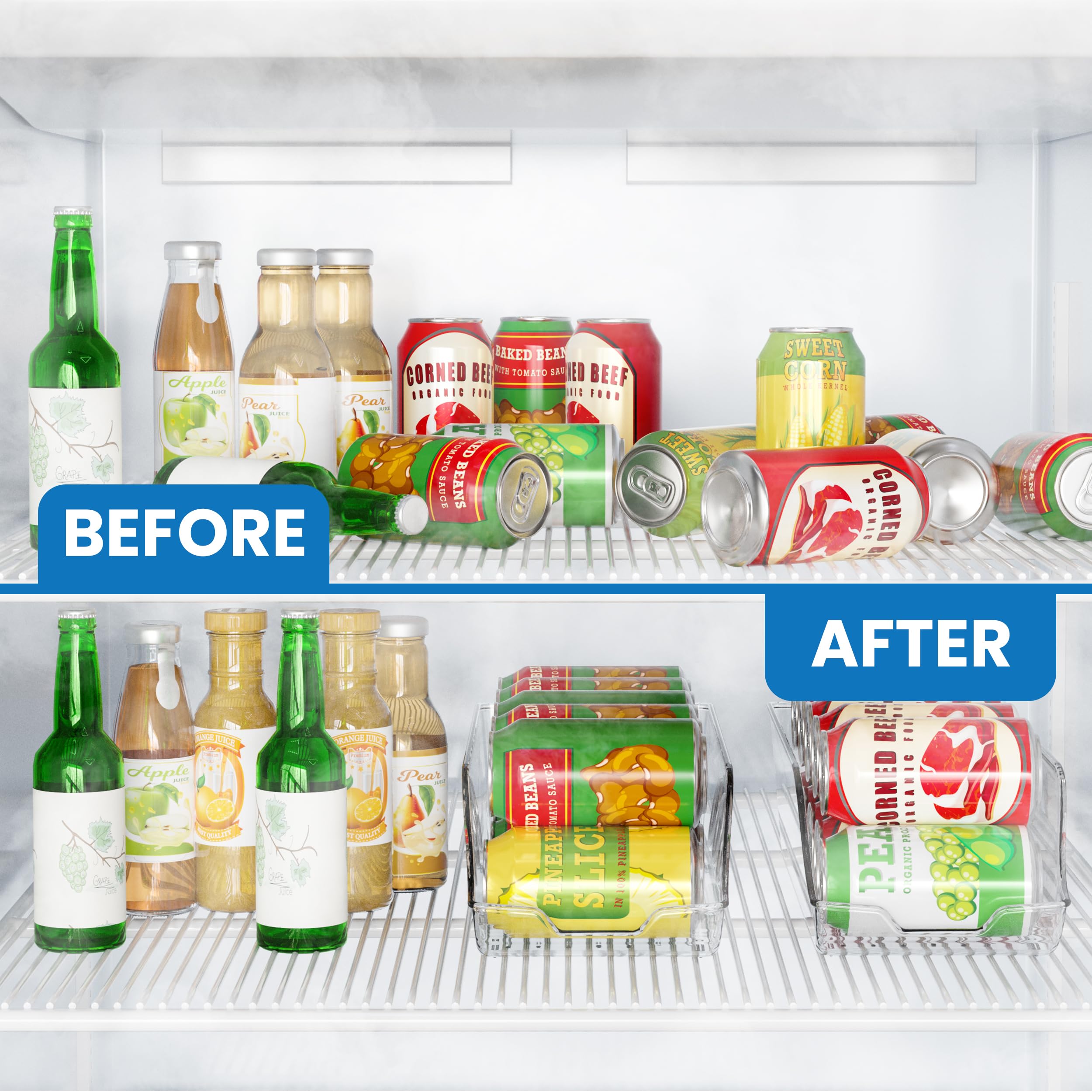 Utopia Kitchen Can Organizer For Pantry (Pack of 4) - Soda Can Organizer For Refrigerator - Can Storage Organizer Pantry, Fridge & Freezer Organization - Holds Food & Soup Can (Clear)