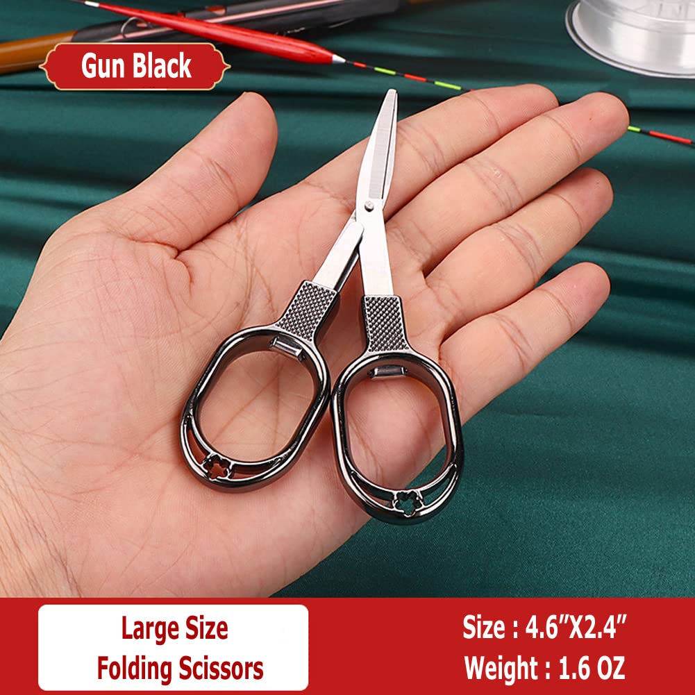 FASPLORE 2 pcs Folding Scissors Portable Scissors Stainless Steel Telescopic Cutter Foldable Scissors for Home office Outdoor Travel Fishing