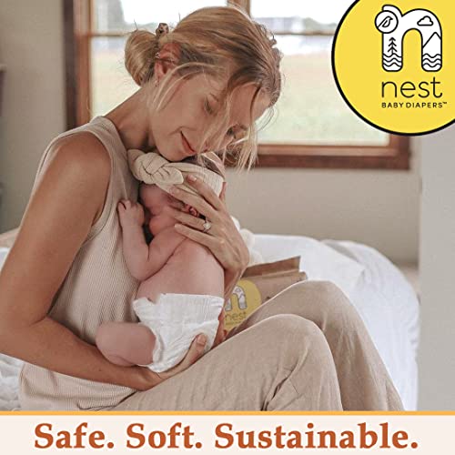 Nest Baby Diapers, Size 1, 7-13 lbs. (28 Count) Disposable Premium Diapers for Newborn Babies, Gentle Plant-Based Materials, Fragrance-Free