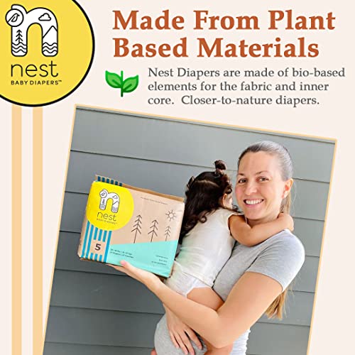 Nest Baby Diapers, Size 1, 7-13 lbs. (28 Count) Disposable Premium Diapers for Newborn Babies, Gentle Plant-Based Materials, Fragrance-Free