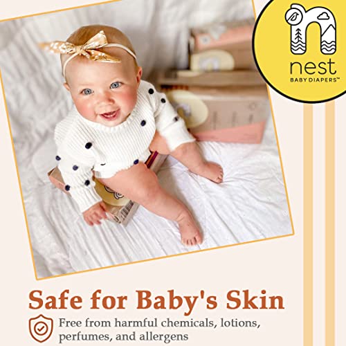 Nest Baby Diapers, Size 1, 7-13 lbs. (28 Count) Disposable Premium Diapers for Newborn Babies, Gentle Plant-Based Materials, Fragrance-Free