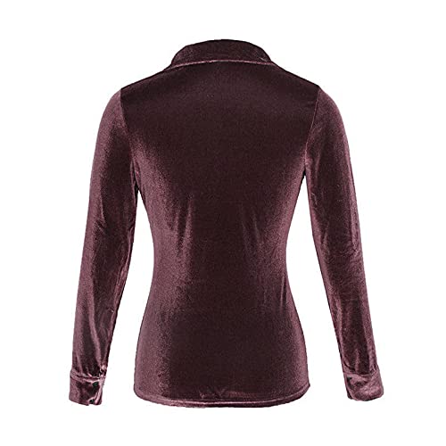 Womens Button Front Faux PU Leather Jacket Casual Shirt Long Sleeve Blazer Coat with Bust Pocket Dark Purple