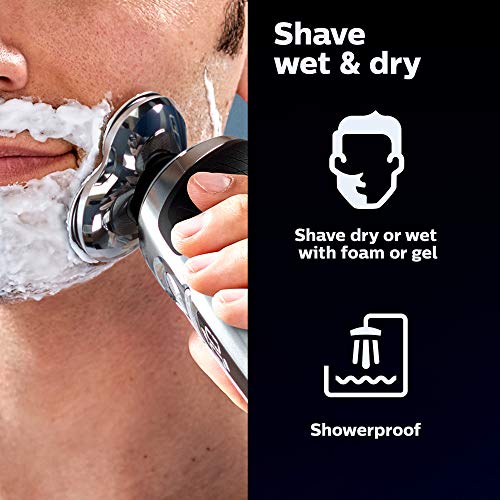 Philips Norelco Shaver 9000 Prestige, Rechargeable Wet or Dry Electric Shaver with Trimmer Attachment and Premium Case, SP9820/87
