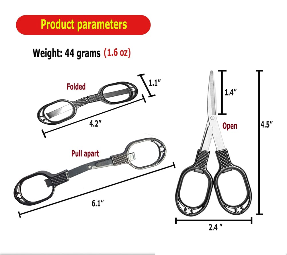 FASPLORE 2 pcs Folding Scissors Portable Scissors Stainless Steel Telescopic Cutter Foldable Scissors for Home office Outdoor Travel Fishing