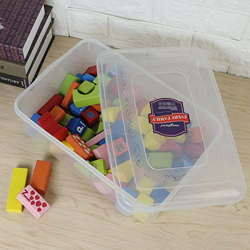 Pekky 11 Quart Plastic Toys Storage Containers with Lid, Clear Bin Set of 2
