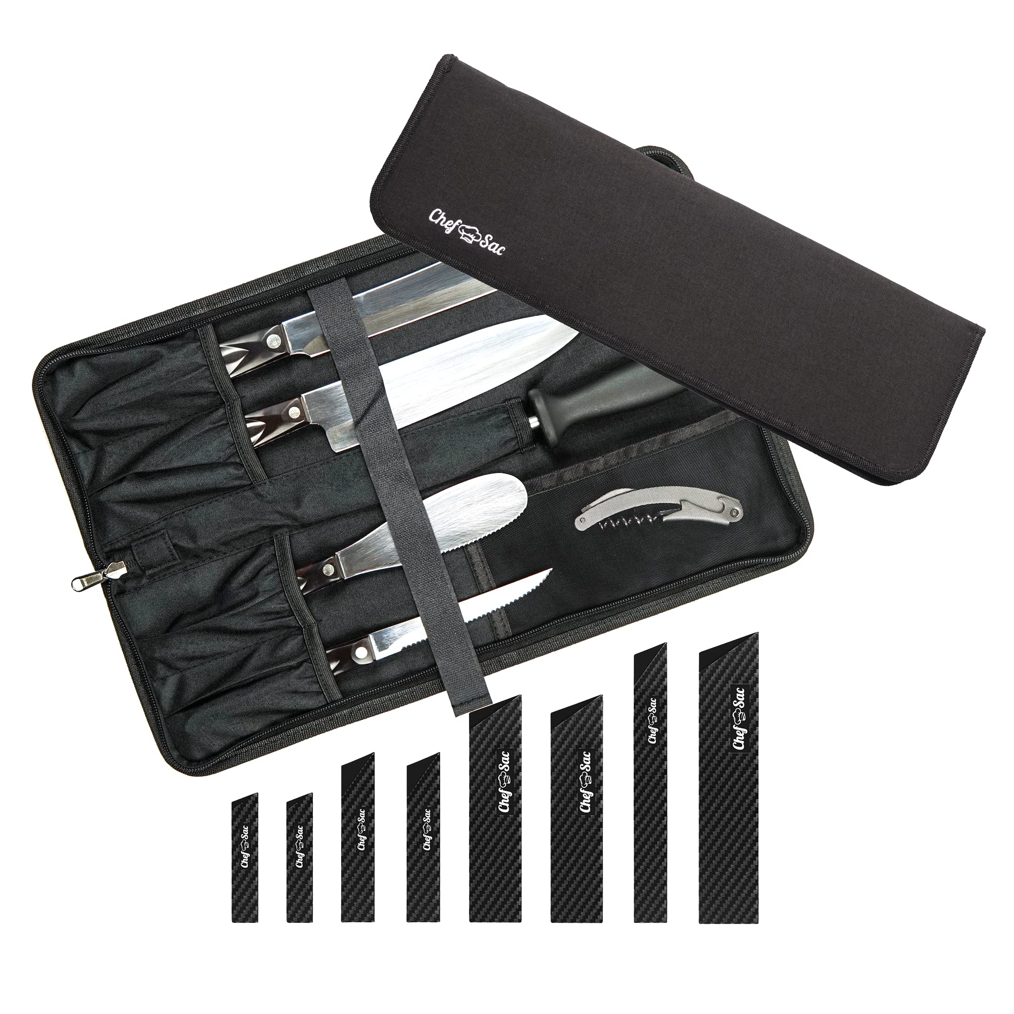 Chef Sac Chef Knife Folder Case Bag with 8-Pack Knife Guards Included