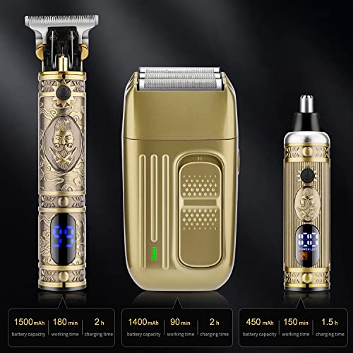 Karrte Men’s Grooming Kit Professional Hair Clippers and Shaver for Men,Electric Razor and Nose Trimmer Set,Beard Trimmer with 3 Foil Head,Gifts for Men