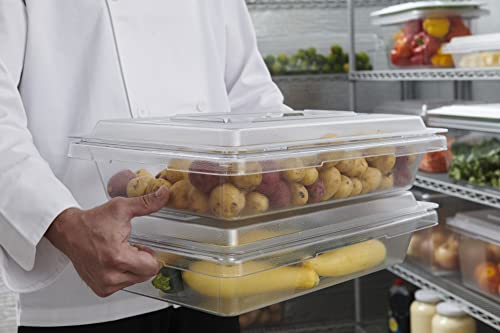 Rubbermaid Commercial Products Large Shallow Food Storage Container for Kitchen Restaurant Use, 5 Gallon Clear, 26 x 18 x 3.5 inches