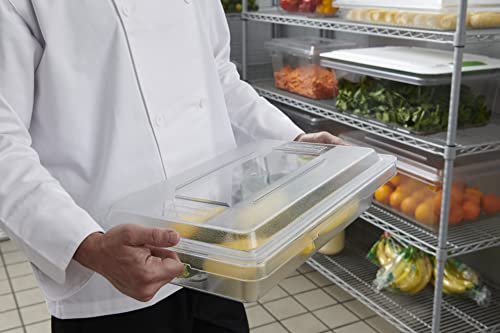 Rubbermaid Commercial Products Large Shallow Food Storage Container for Kitchen Restaurant Use, 5 Gallon Clear, 26 x 18 x 3.5 inches