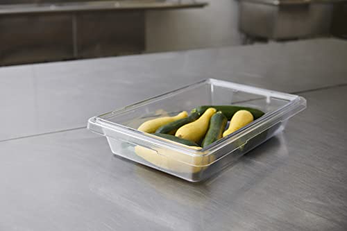 Rubbermaid Commercial Products Large Shallow Food Storage Container for Kitchen Restaurant Use, 5 Gallon Clear, 26 x 18 x 3.5 inches