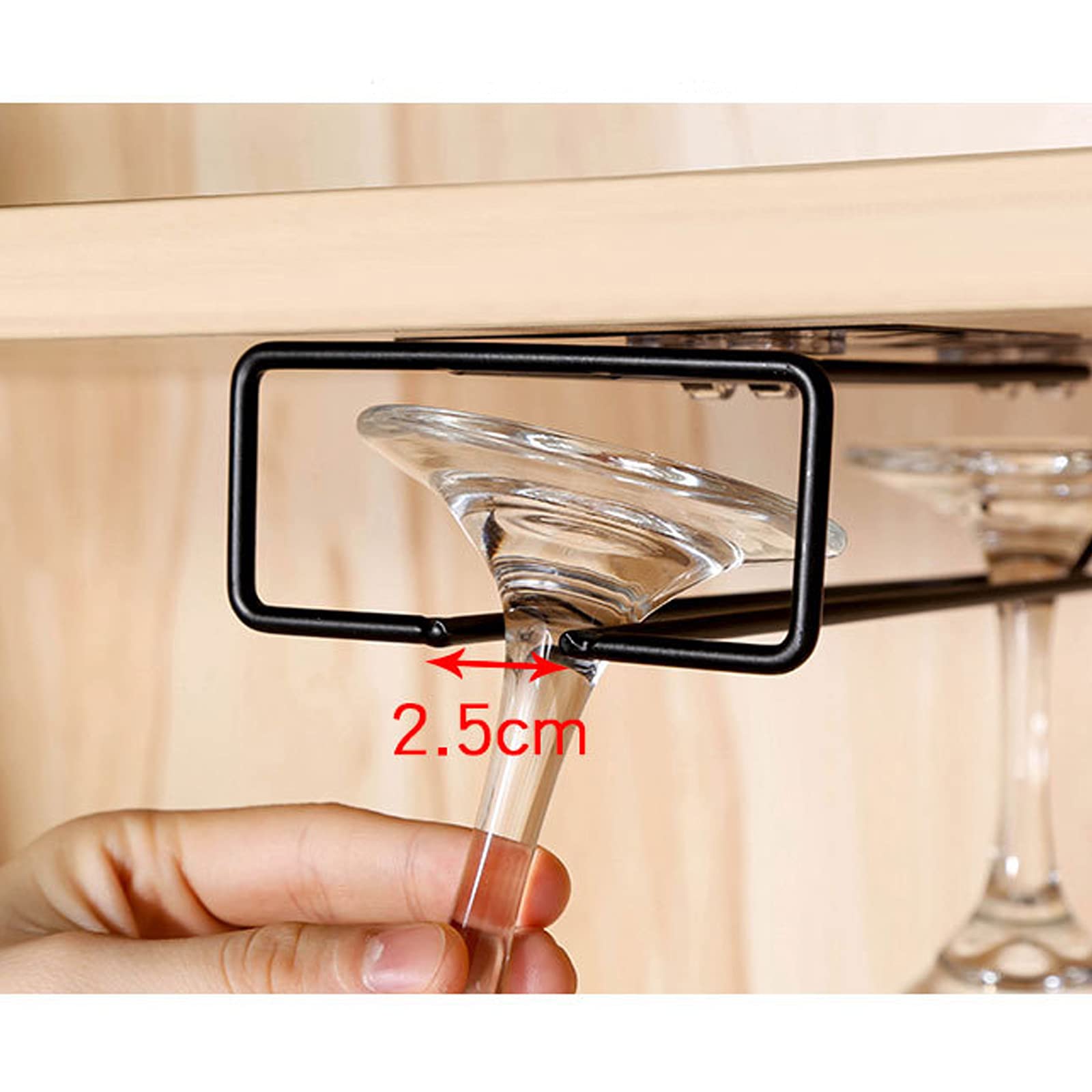 Gittcoll Wine Glass Rack Under Cabinet Hanging Iron Stemware Rack Glasses Storage Holder No Drilling Metal Organizer Hanger for Bar Home Pub Glass Shelf for Kitchen Bar Restaurant, Set of 2, 26x9x6cm