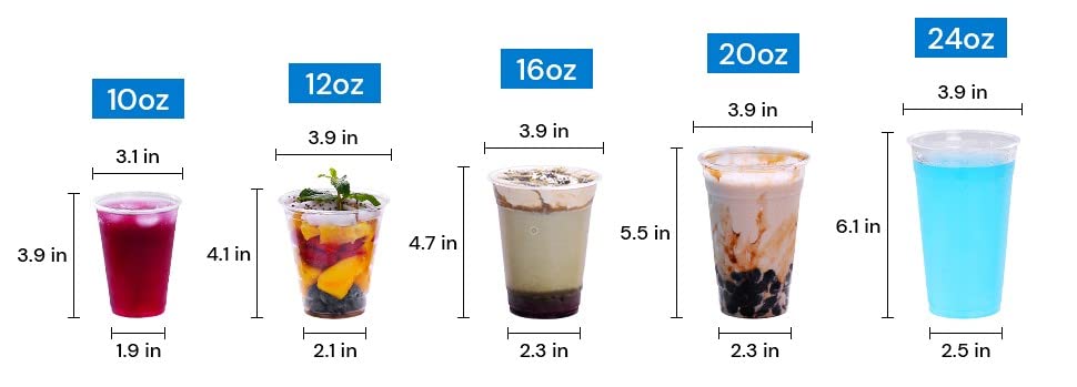 EDI [20 oz. - 100 Sets] Crystal Clear Disposable PET Plastic Cups with Flat Lids and Straws