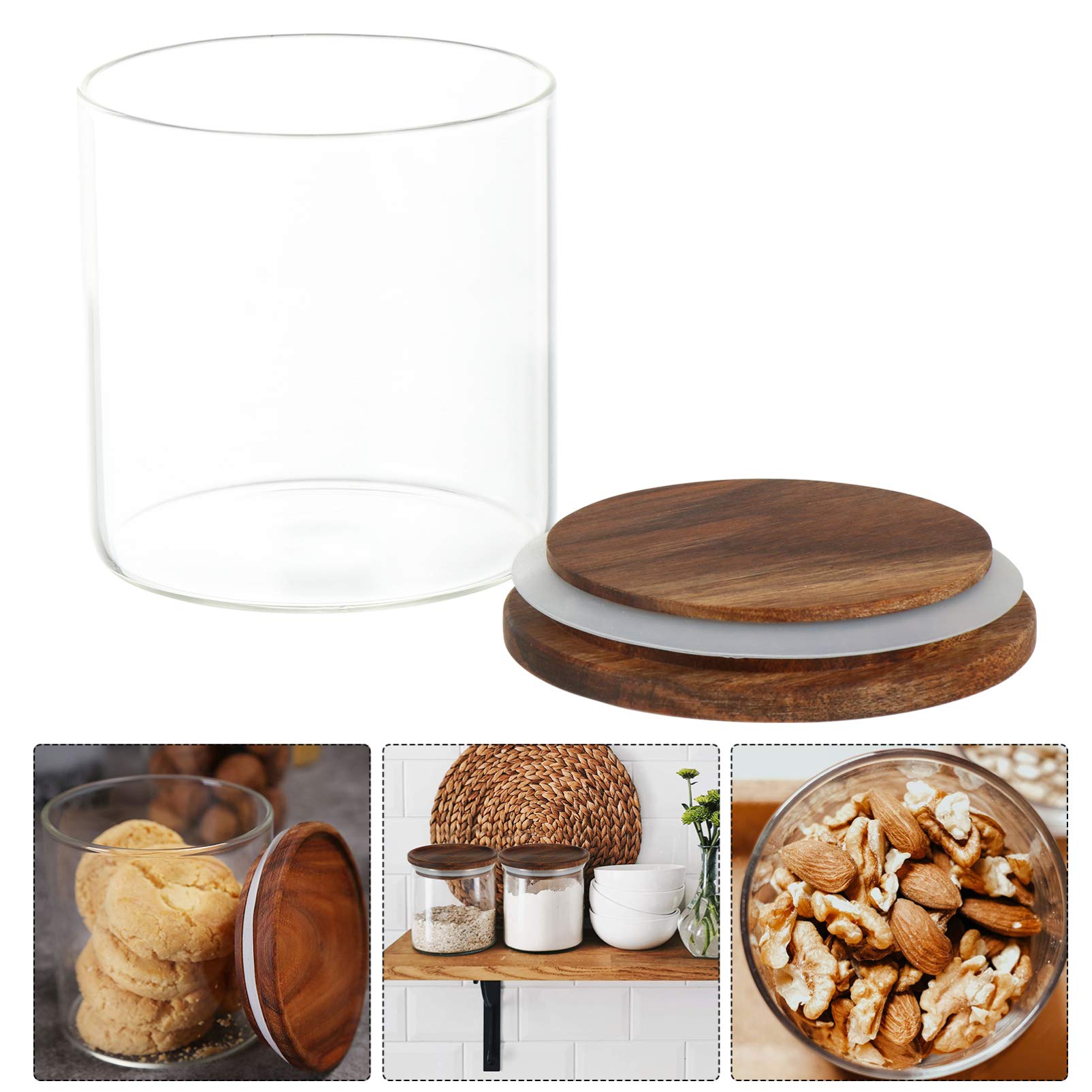 Mason Jars Mason Jars Glass Canister Jars Glass Kitchen Canisters with Airtight Bamboo Lid Cylinder Storage Containers for Flour Sugar Coffee Cookie Candy Snack and More 9. 5x13. 2 Terrarium/183 ( Col
