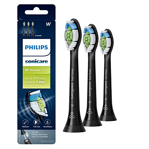Philips Sonicare Genuine W DiamondClean Replacement Toothbrush Heads, 3 Brush Heads, Black, HX6063/95