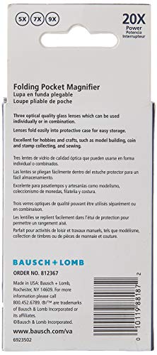 Bausch & Lomb Folding Pocket Magnifier, 5-20x