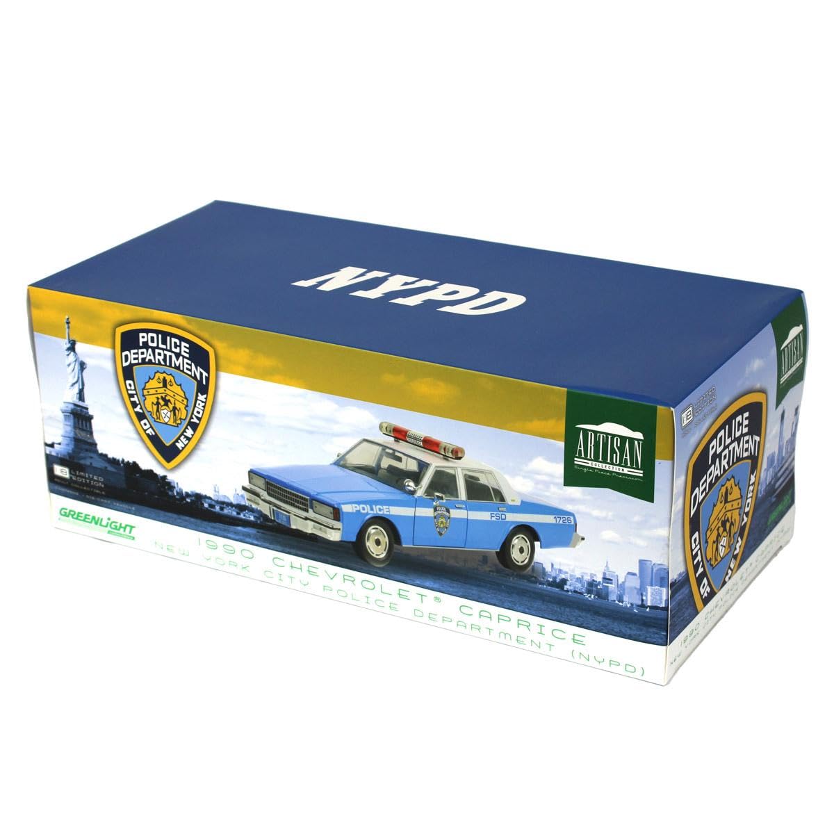 Greenlight 1/18 1990 Chevrolet Caprice, New York City Police Department, Artisan Collection 19106