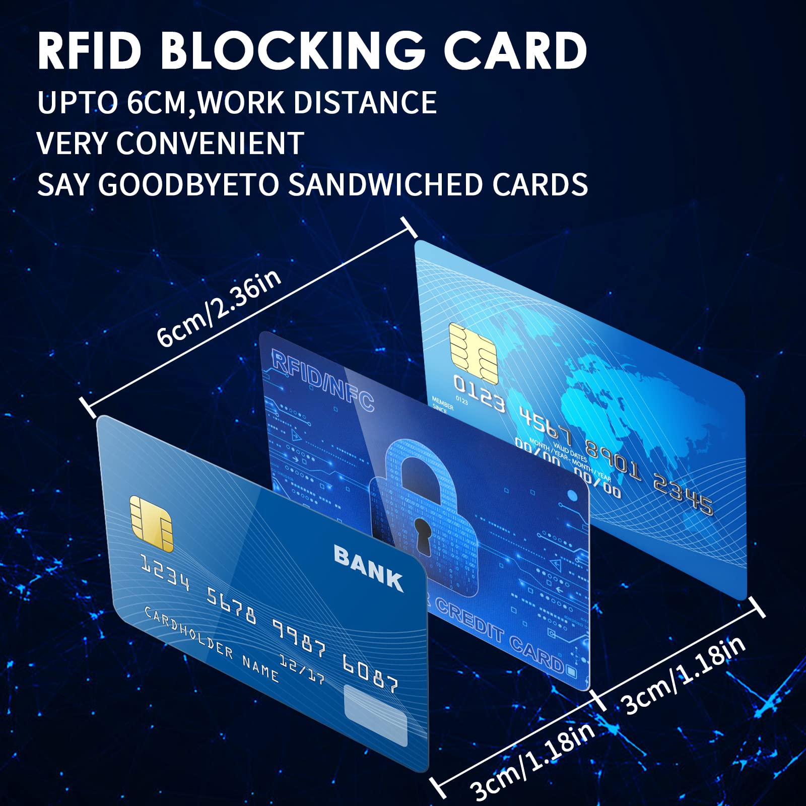 TIESOME RFID Blocking Cards, 6 Pieces Credit Card Passport Protector NFC Bank Blocker Protection for Entire Wallet Shield Men Women