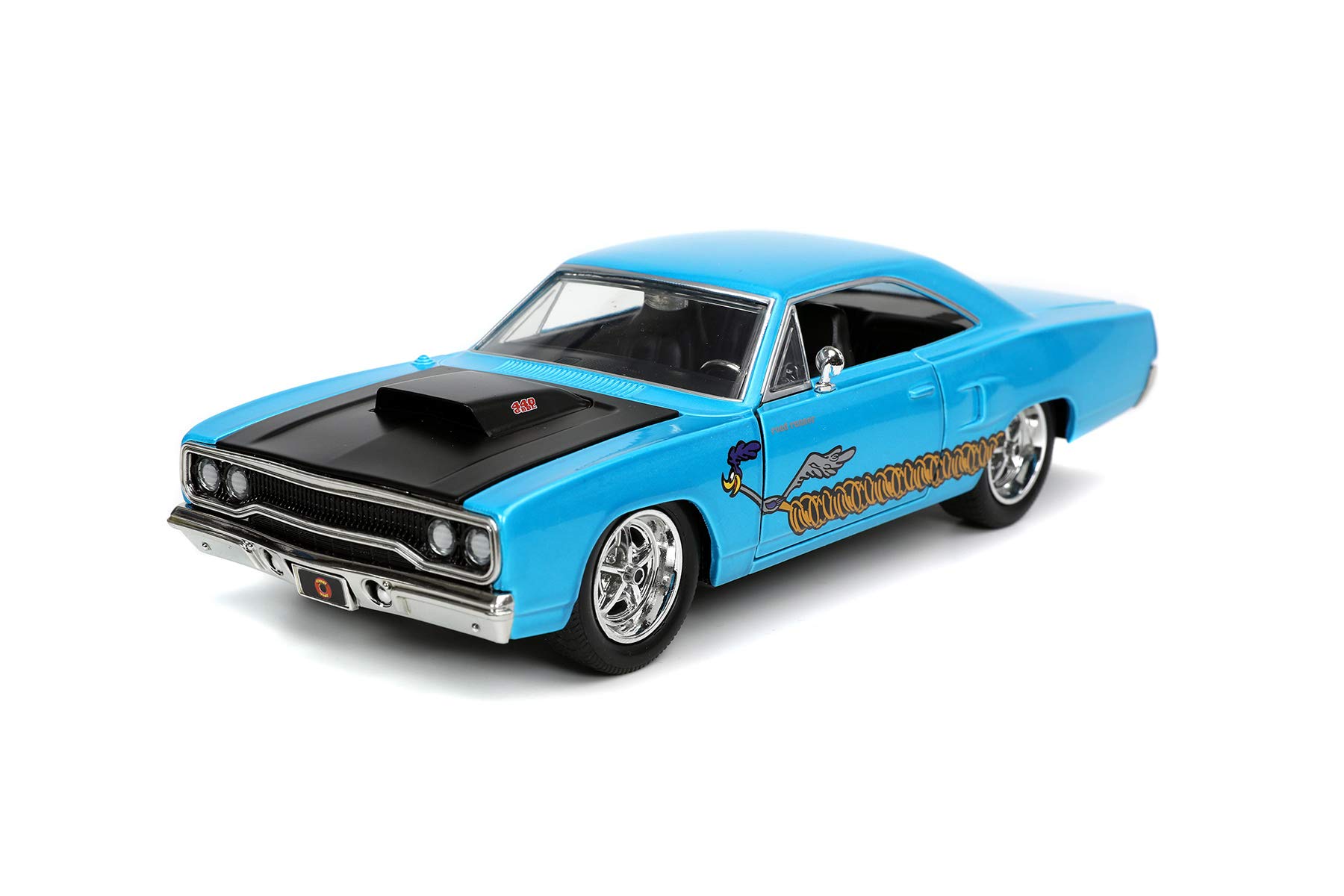 1970 Plymouth Road Runner with Wile E. Coyote Figure, Looney Toons - Jada Toys 32038/4 - 1/24 Scale Diecast Model Toy Car