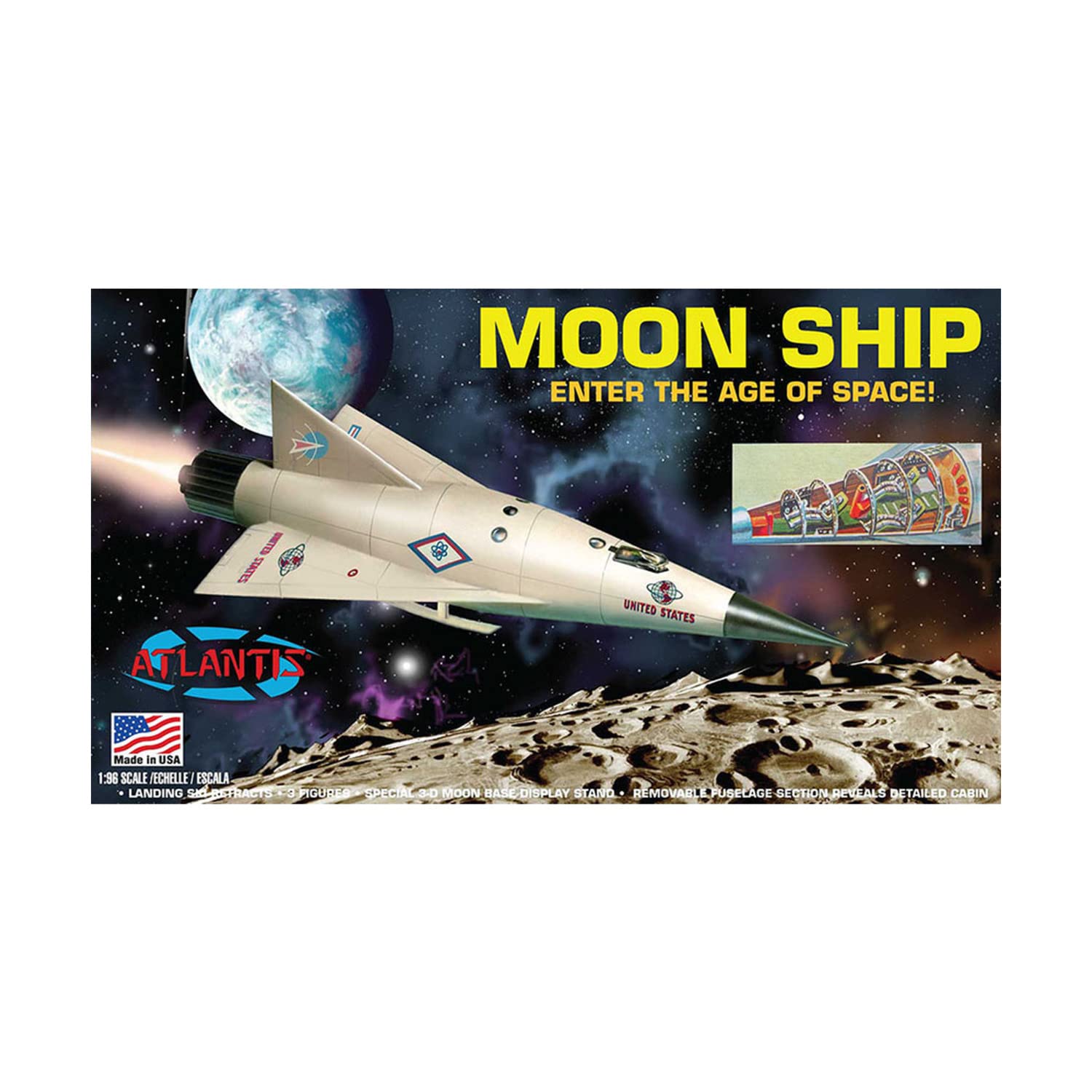 The Moon Ship Spacecraft 1/96 Scale Plastic Model kit Made in The USA