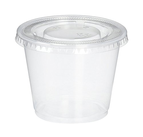 Comfy Package [Case of 10/100 Count] 5.5 oz. Plastic Disposable Portion Cups with Lids Soufflé Cups