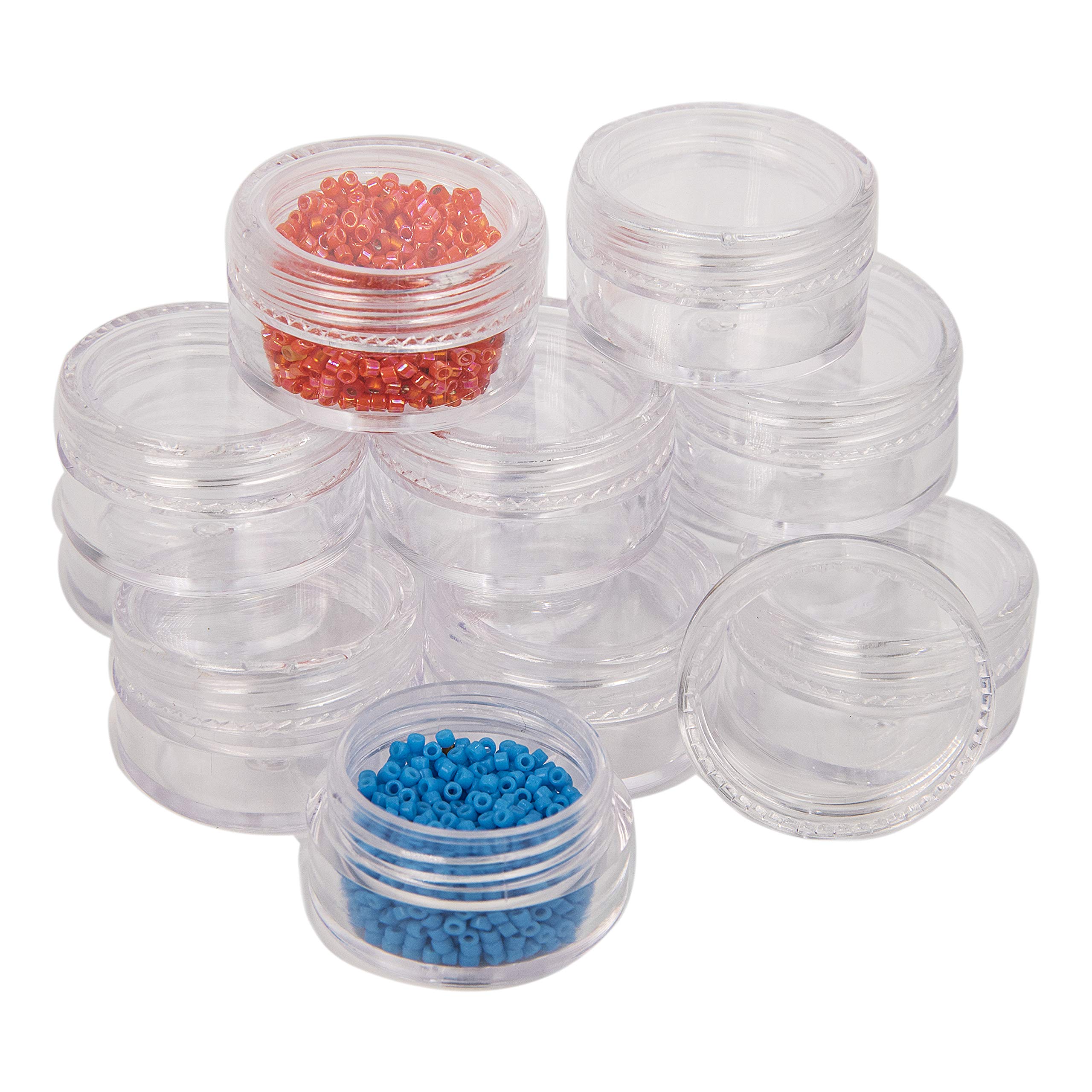 The Beadsmith Personality Case - Clear Storage Organizer Box, 5 x 3.75 x 0.9 inches - Includes 12 Small Containers with lids - 1.2 x 0.7 inches, Bead Holder