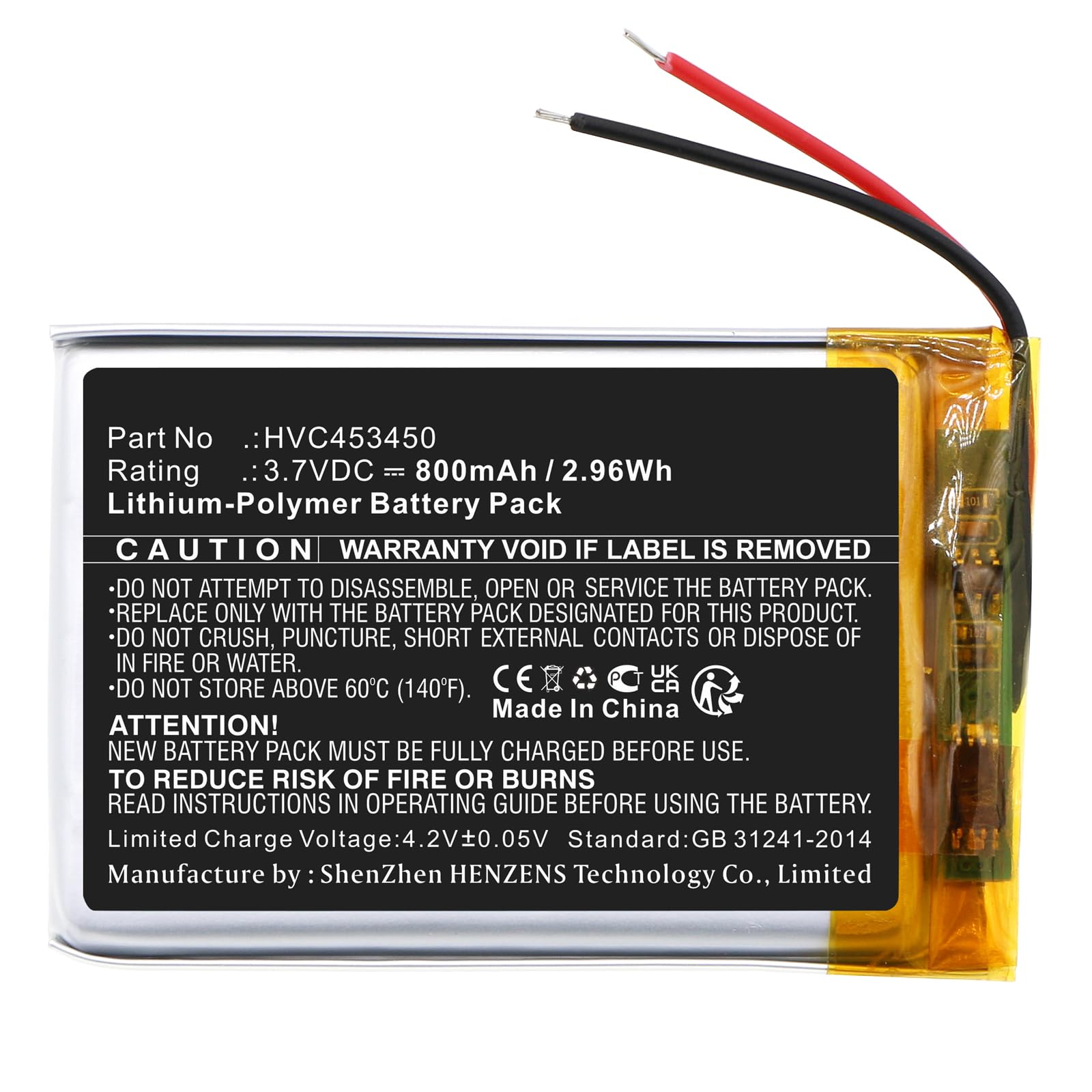 Synergy Digital Credit Card Reader Battery, Compatible with Stripe HVC453450 Credit Card Reader, (Li-Pol, 3.7V, 800mAh) Ultra High Capacity, Replacement for Stripe HVC453450 Battery