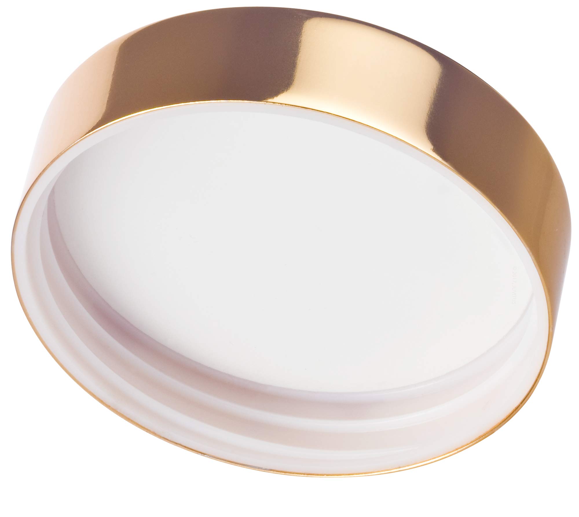 8 oz Clear PET Plastic Low Profile Jar Gold Metal Overshell Lid (6 Pack) Refillable Empty Storage Containers