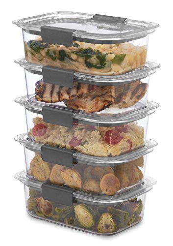 Rubbermaid Brilliance Storage 24-Piece Plastic Lids | BPA Free, Leak Proof Food Container, Clear & Brilliance Food Storage Container, BPA free Plastic, Medium, 3.2 Cup, 5 Pack, Clear