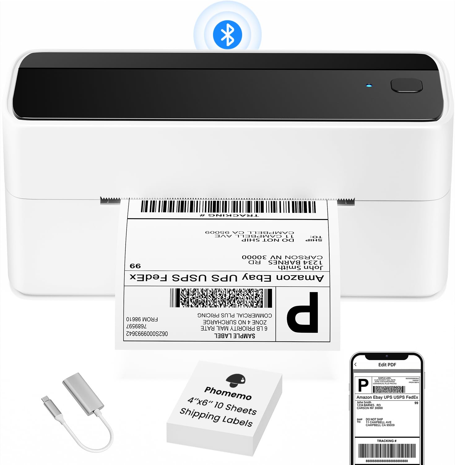 Phomemo Bluetooth Thermal Label Printer, Wireless Label Printer for Shipping Package & Small Business, 4x6 Address Label Printers, Thermal Printer Support iPhone, iPad, Mac, Windows, Android