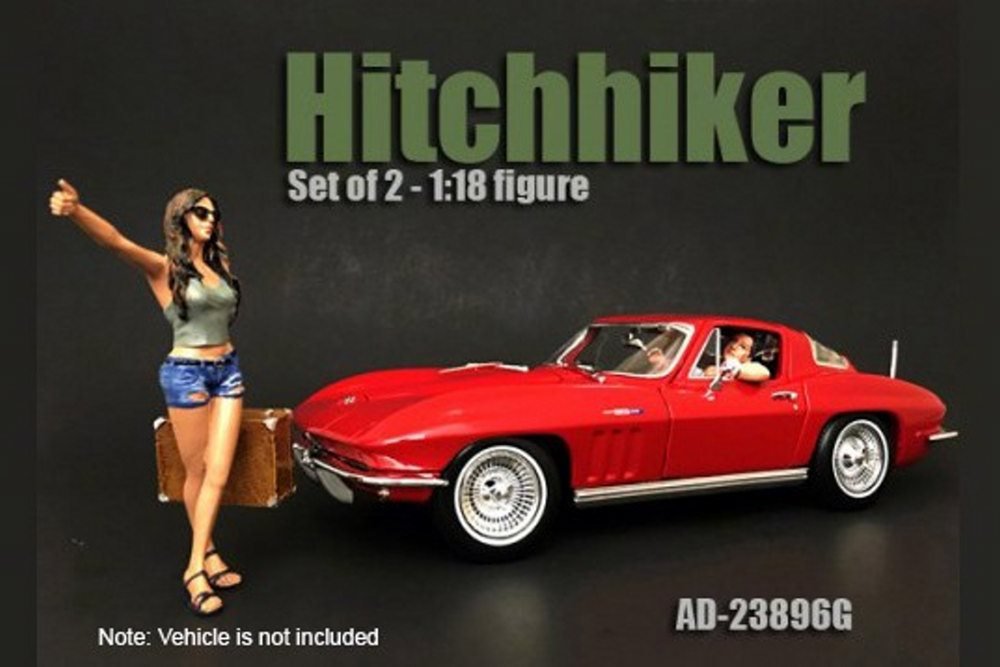 Hitchhiker Set of 2 Figures, American Diorama 23896G - 1/18 Scale Accessory for Diecast Cars