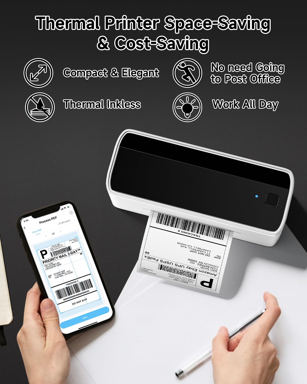 Phomemo Bluetooth Thermal Label Printer, Wireless Label Printer for Shipping Package & Small Business, 4x6 Address Label Printers, Thermal Printer Support iPhone, iPad, Mac, Windows, Android