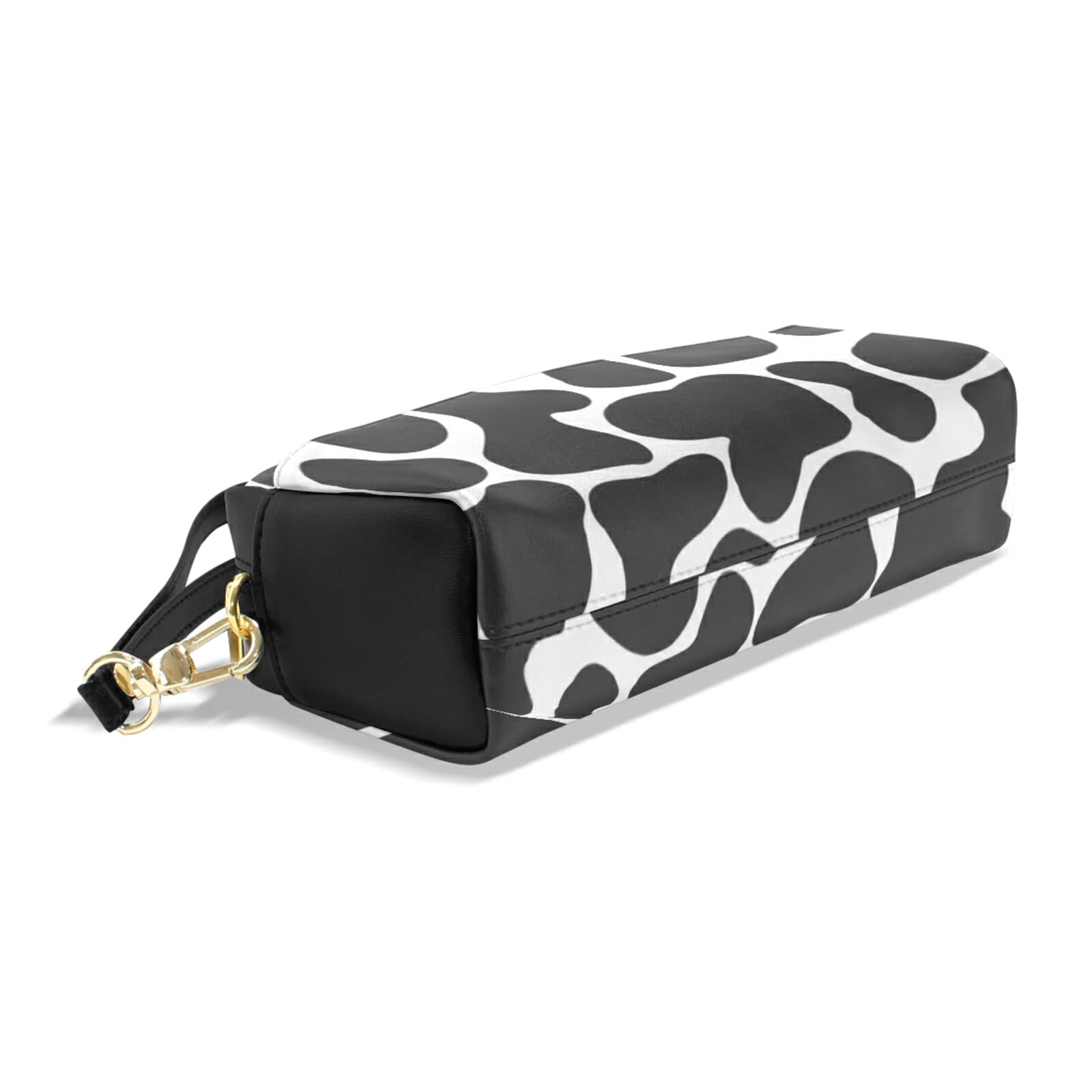 Sletend Milk Cow Print Large Capacity Pencil Case Portable Pencil Bag PU Leather Comestic Makeup Bag Organizer Make up Pouch with Handle for Boys Girls Adults Students