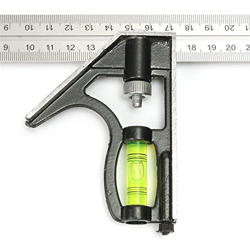 CREATIVE HOBBIES Universal Combination Angle Ruler Try Square Measuring Tool 300mm Adjustable Stainless Steel Multifunctional Combination Angle Protractor Right Angle Ruler Small Base 30cm