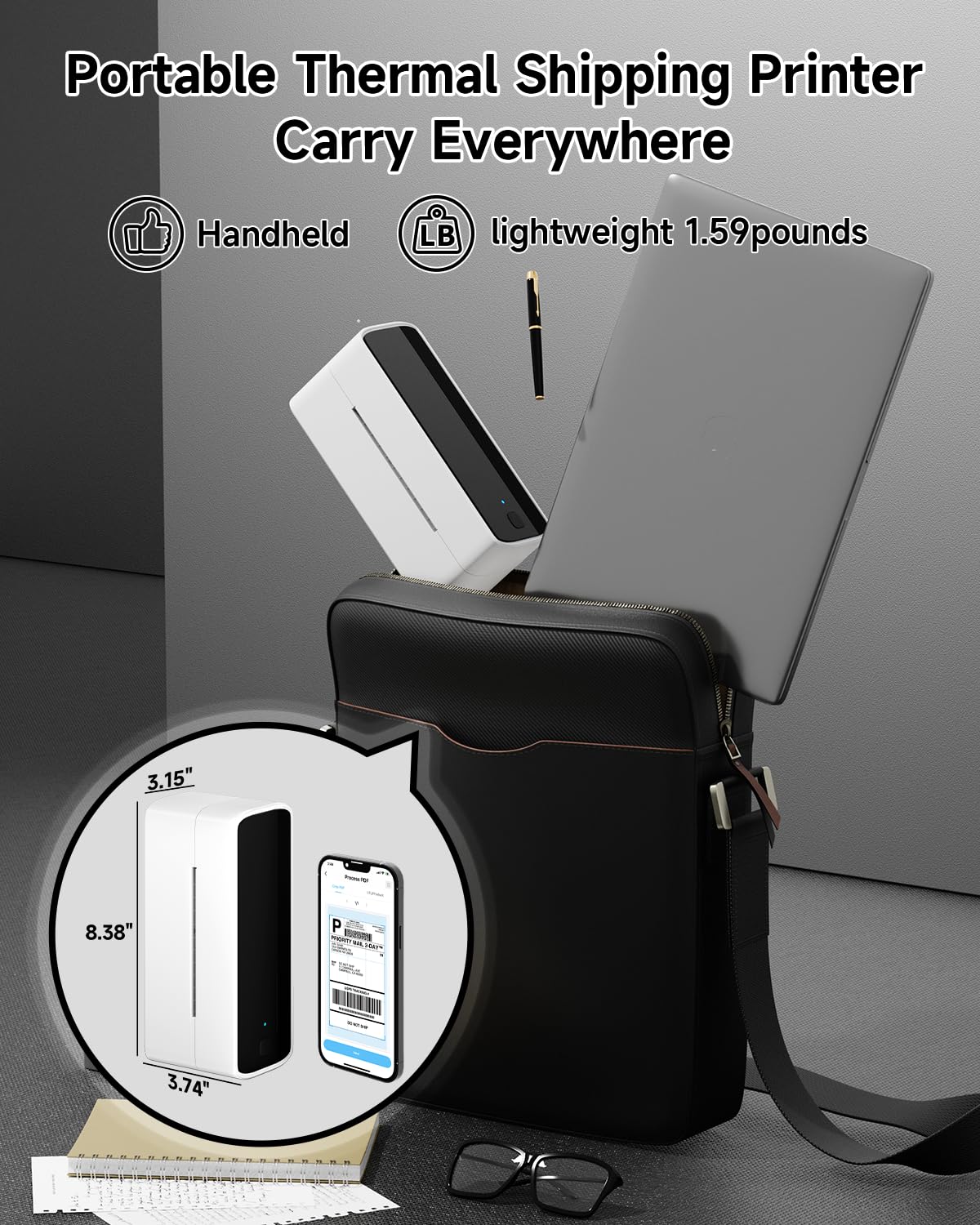 Phomemo Bluetooth Thermal Label Printer, Wireless Label Printer for Shipping Package & Small Business, 4x6 Address Label Printers, Thermal Printer Support iPhone, iPad, Mac, Windows, Android