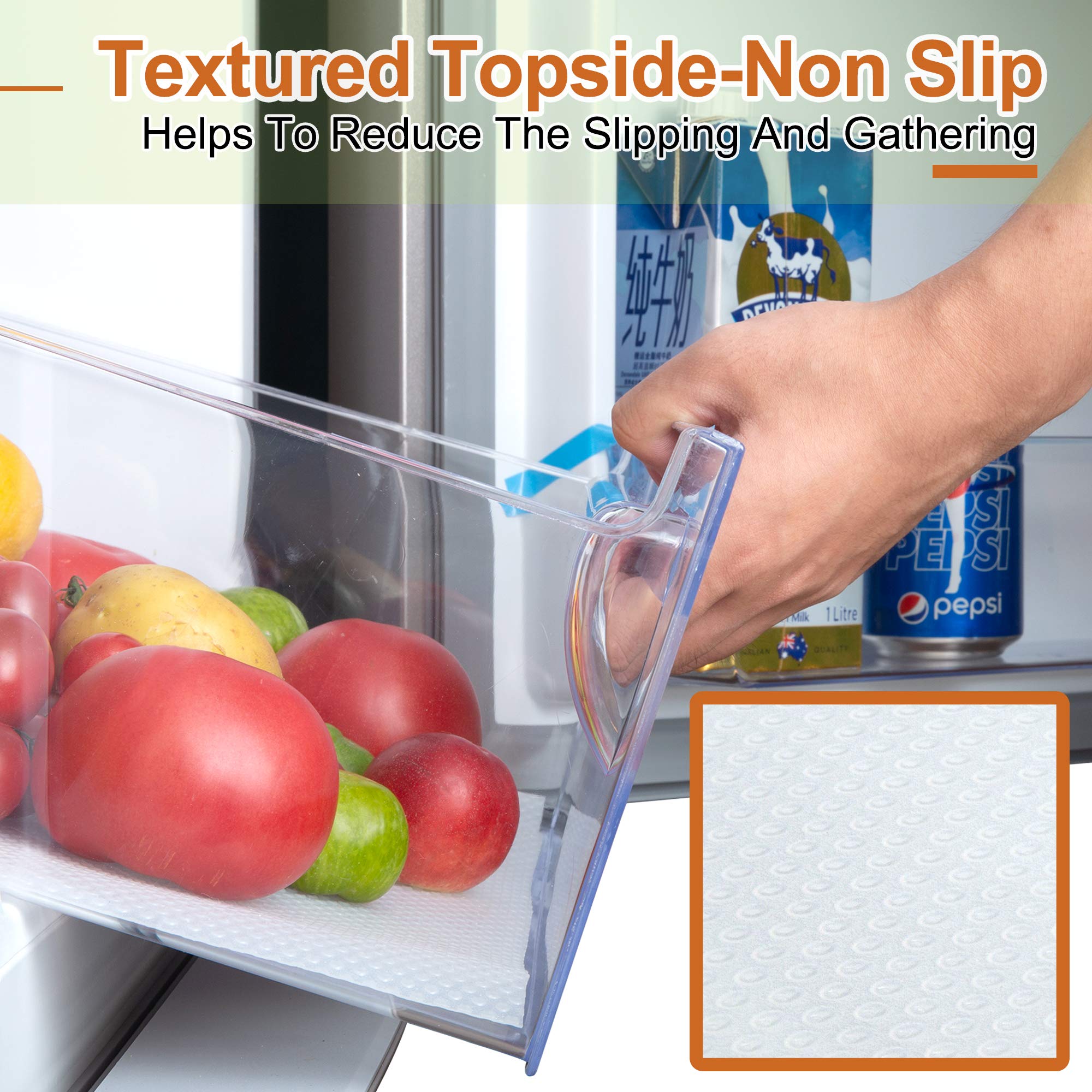 SinhRinh Refrigerator Liner 17.7" x 59" Non-Adhesive Cuttable Washable, Shelf Drawer Cabinet Liner,White Fridge Liner for Kitchen