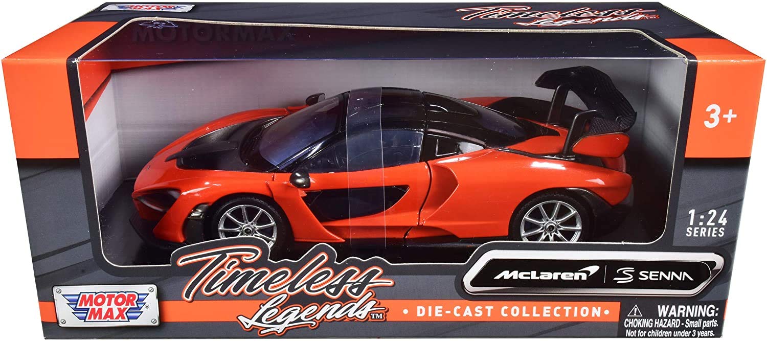 McLaren Senna Orange Metallic and Black Timeless Legends 1/24 Diecast Model Car by Motormax 79355