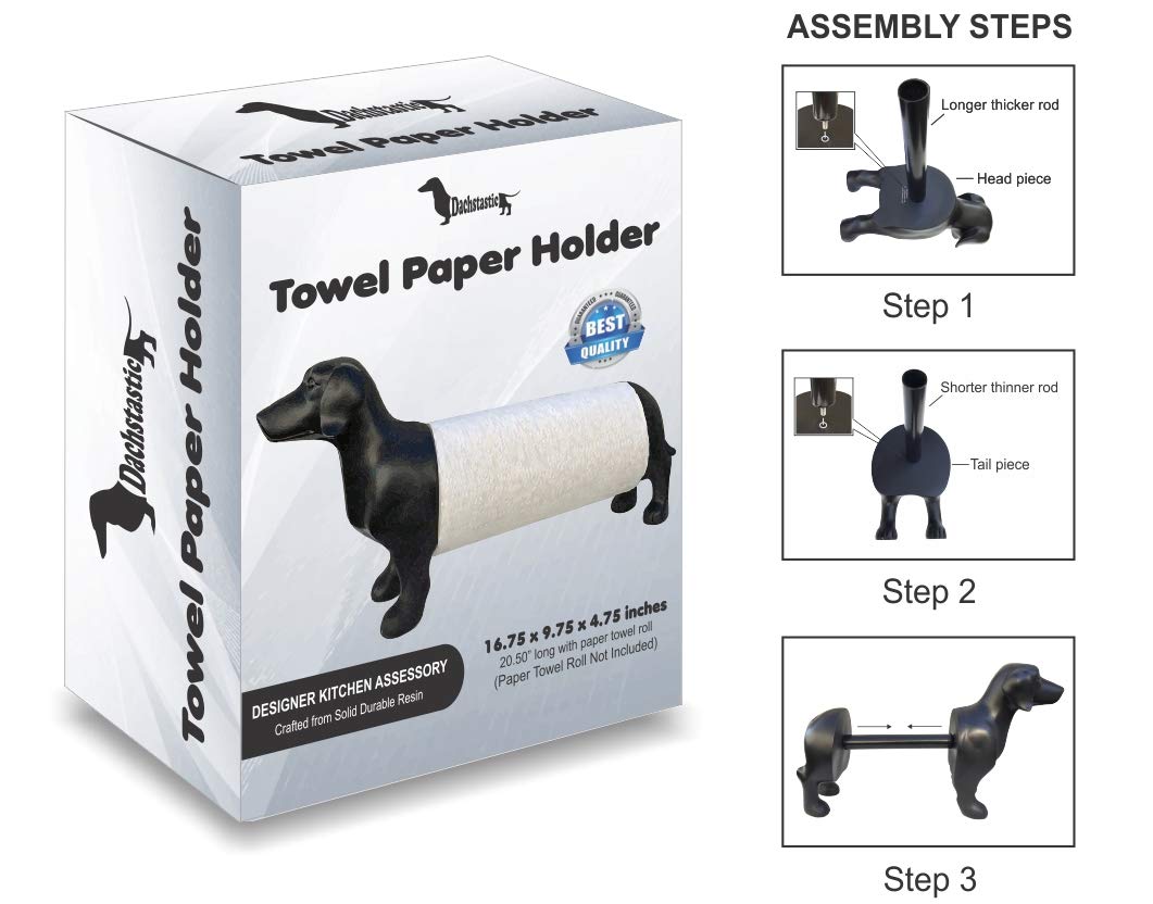 Weiner Dachshund Dog Paper Towel Holder Black Elegant Kitchen Decor | Best Gifts Idea - Dachstastic